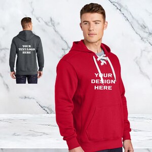 CUSTOM Lace up Pullover Hooded Sweatshirt / Print/ Embroidery / Custom ...
