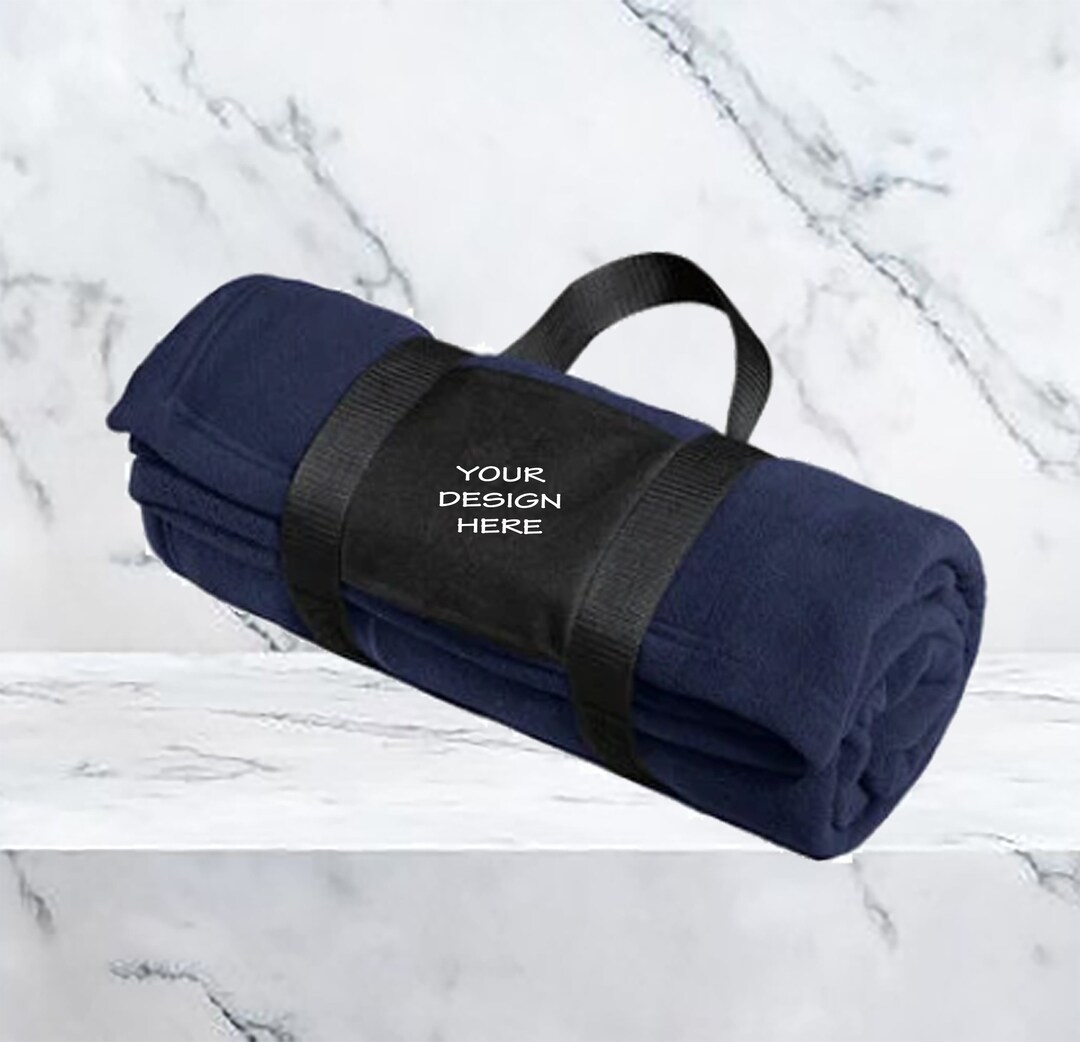 Custom Fleece Blanket With Carrying Strap Add Your Logo-text ...