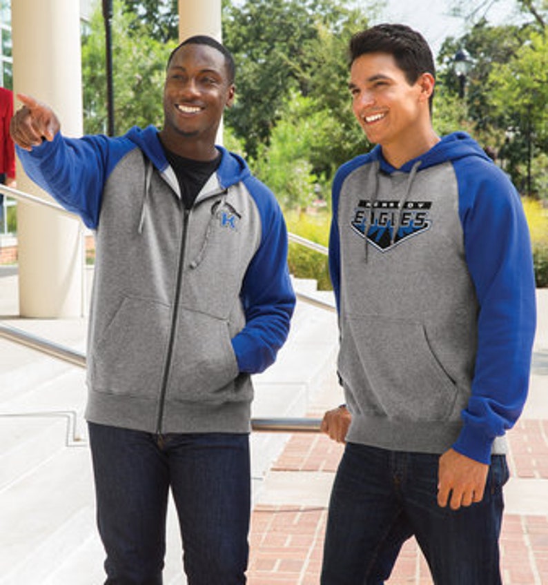 Custom Printed Raglan Colorblock Full-zip Hooded Fleece Jacket - Etsy