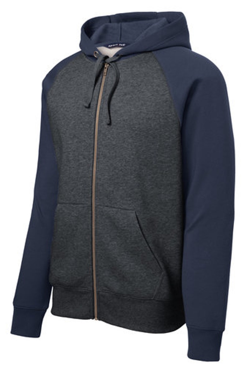 Custom Printed Raglan Colorblock Full-zip Hooded Fleece Jacket / Add ...