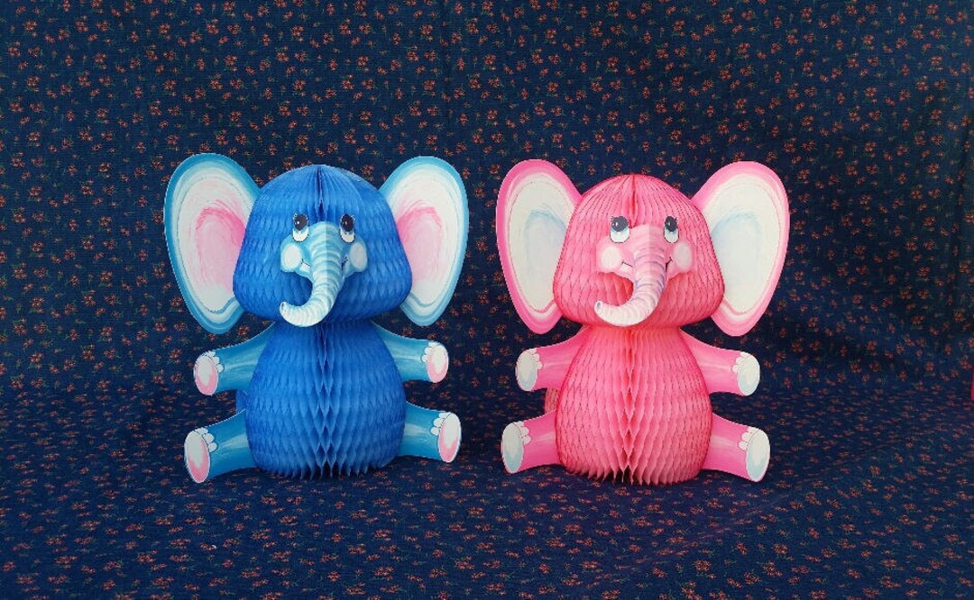 Vintage Elephant Table Decoration, Honeycomb Paper Elephants, Baby ...