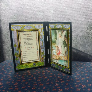 Vintage Angel De Mi Guarda Bautizo Stained Glass Style Frame, Baptism ...