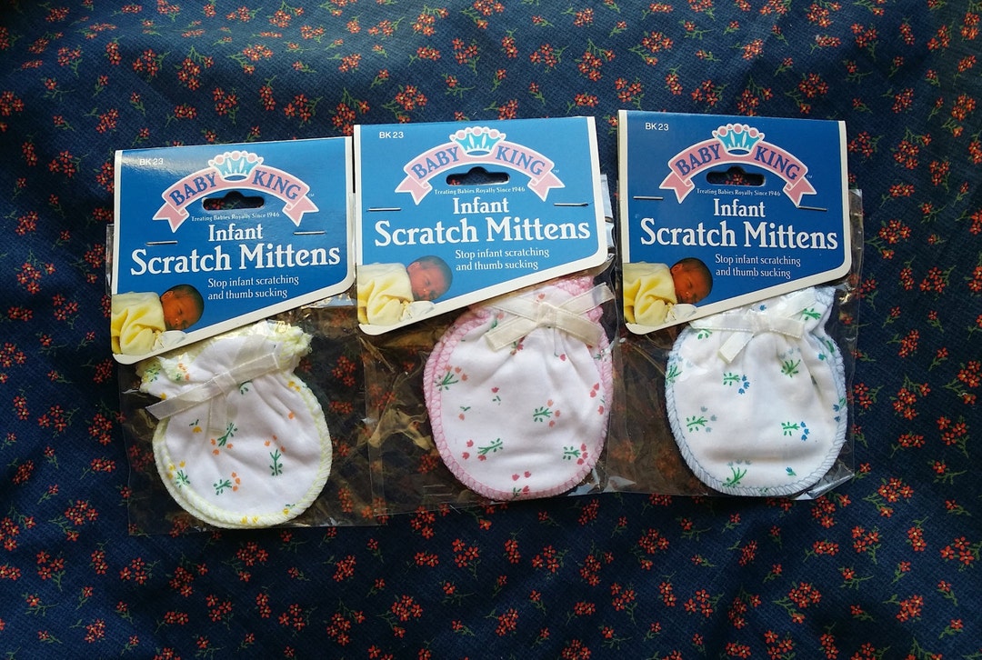 Infant Scratch Mittens, 100% Cotton Baby Mittens, Pink Blue Yellow ...