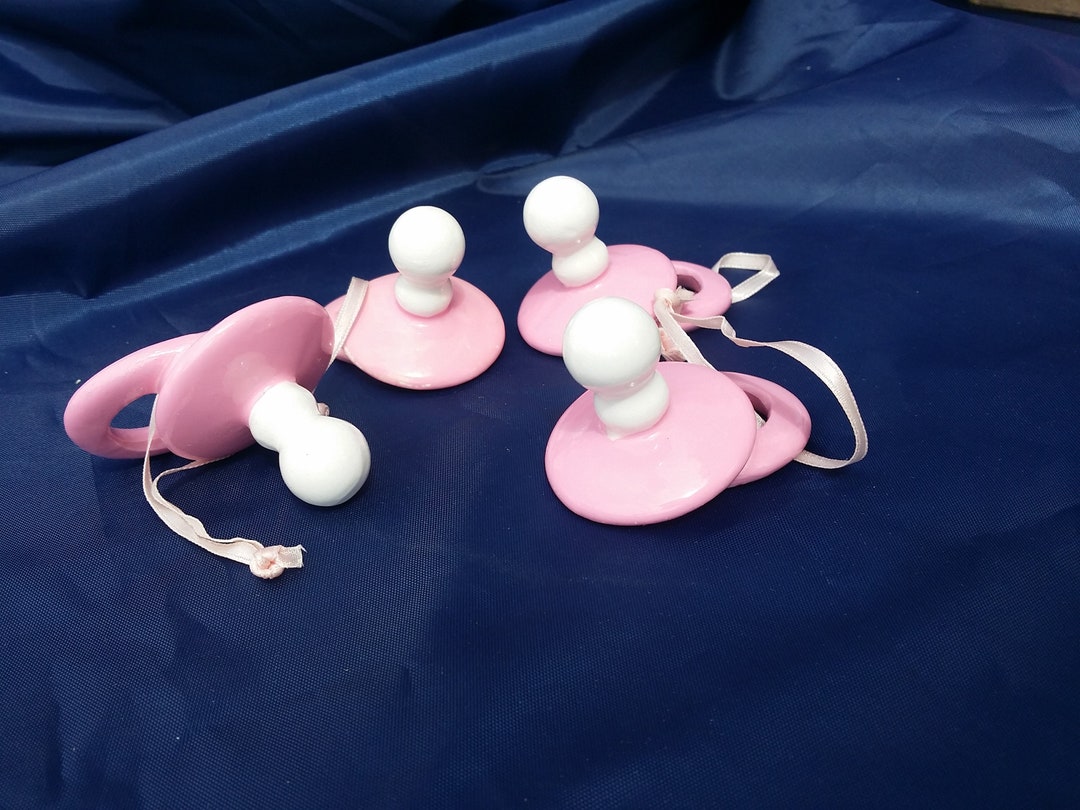 12 Ceramic Pink Rosita Pacifier Ornaments, Vintage Pacifier Party Favor ...