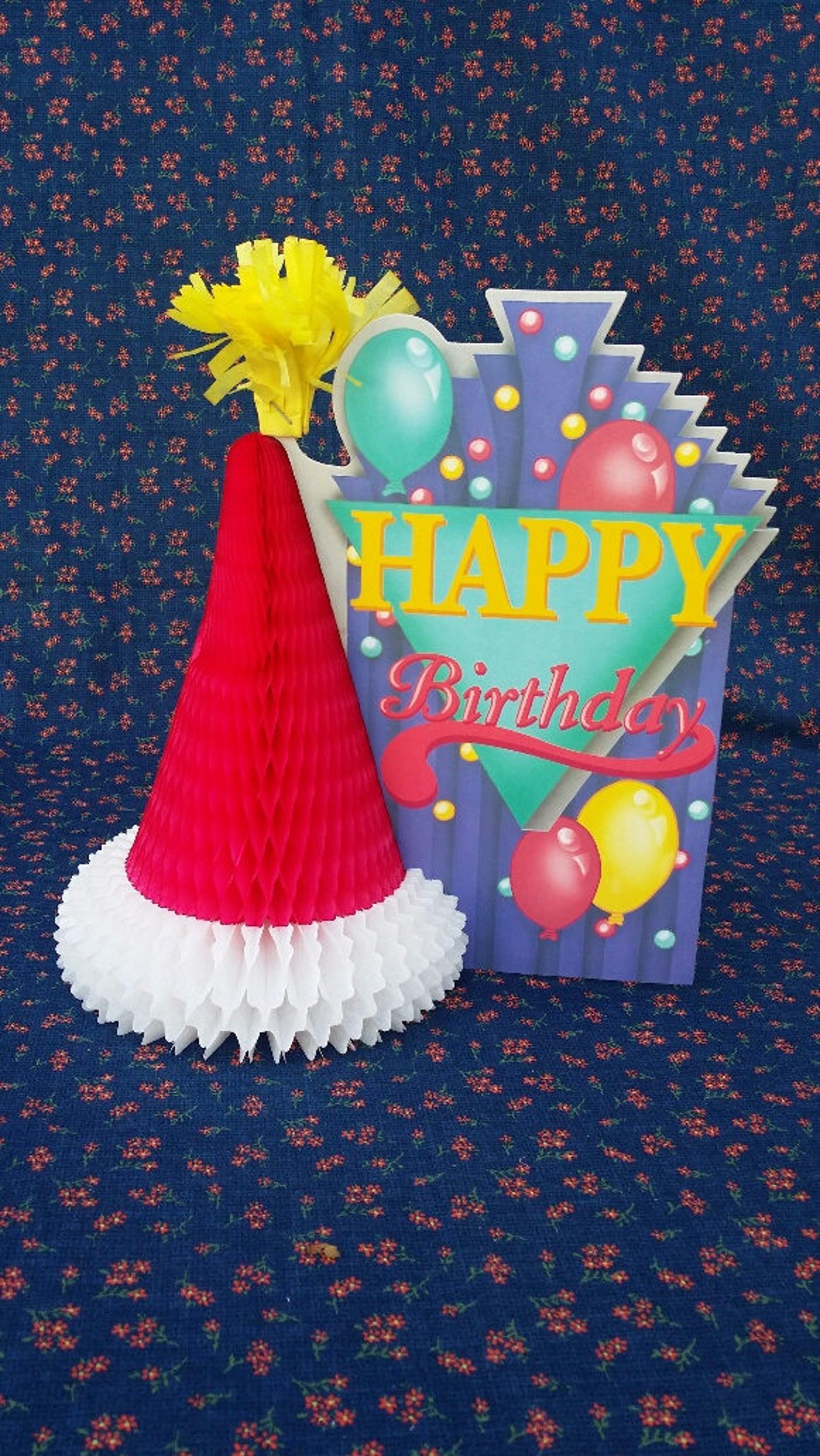 Vintage Happy Birthday Red Hat Table Decoration Honeycomb Red - Etsy