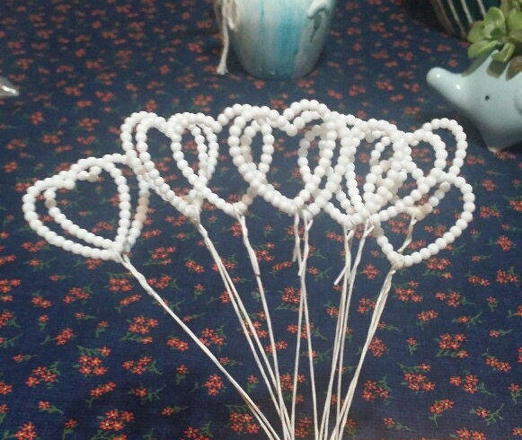 Vintage 12 Pieces White Heart Craft Supply, Balls Circle Heart,baby ...