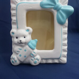 Vintage Teddy Bear W Bottle Frames, Pink Bear Frame, Blue Ceramic Frame ...