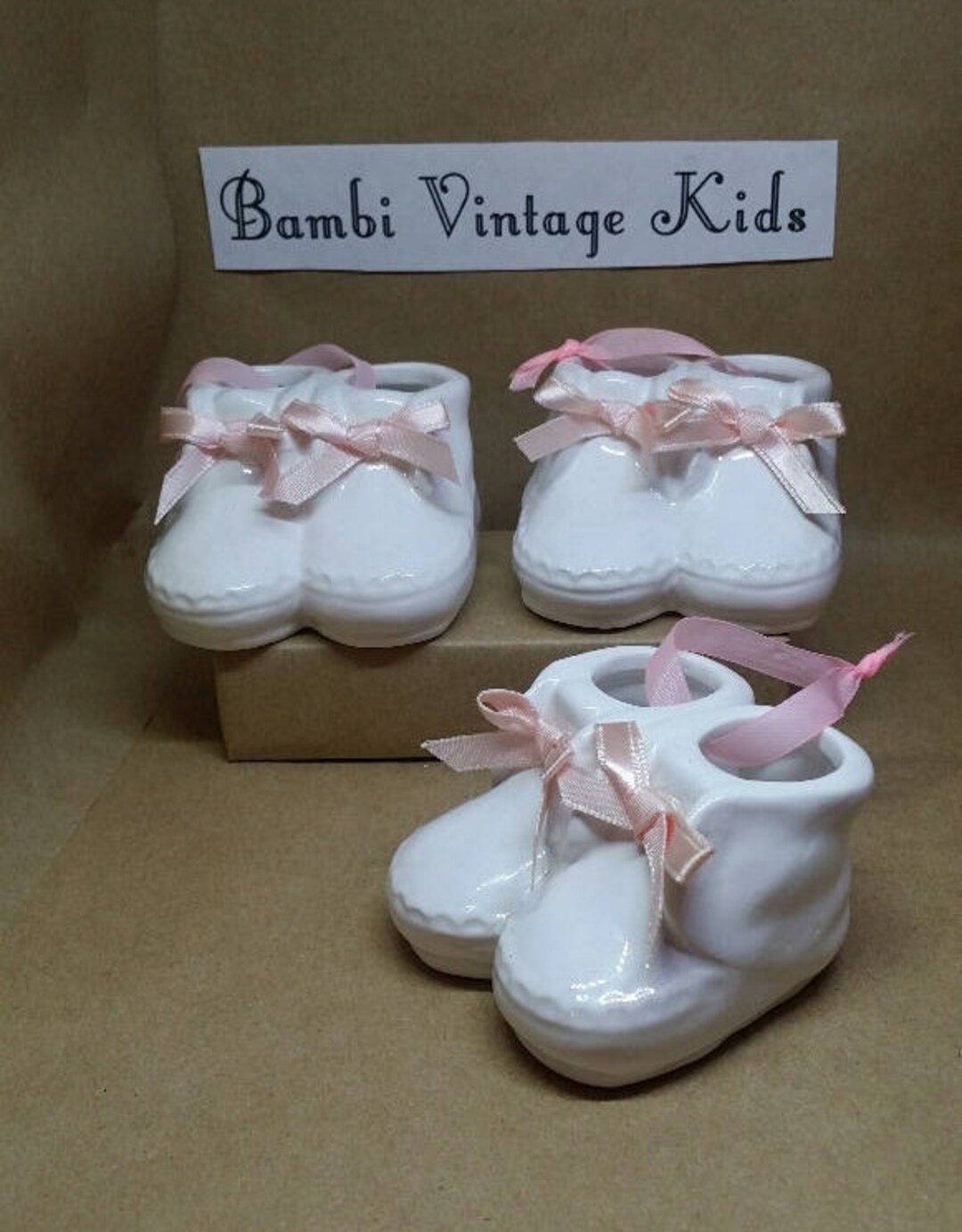 Ceramic Pink Booties Party Favors,vintage Pink Bootys Ornament, Baby's ...