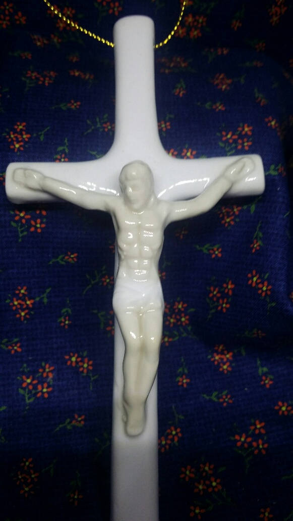 Ceramic Crucifix with Jesus White Ceramic CrossRetro Wall | Etsy