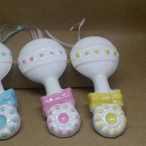 Ceramic Baby Rattle Ornament, Vintage Baby Rattle Party Favors, Baby ...