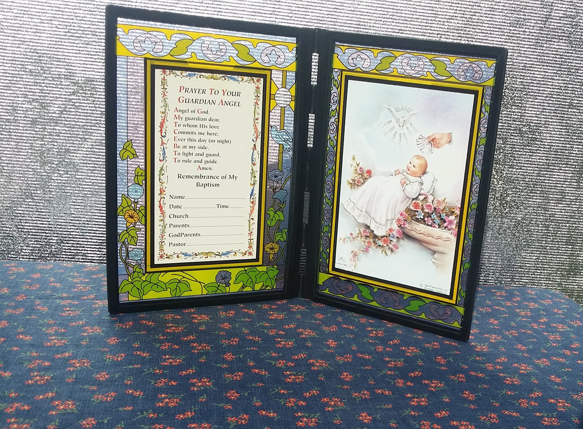 Vintage Remembrance of My Baptism Stained Glass Style Frame - Etsy