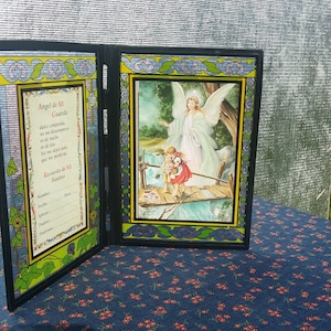 Vintage Angel De Mi Guarda Bautizo Stained Glass Style Frame, Baptism ...