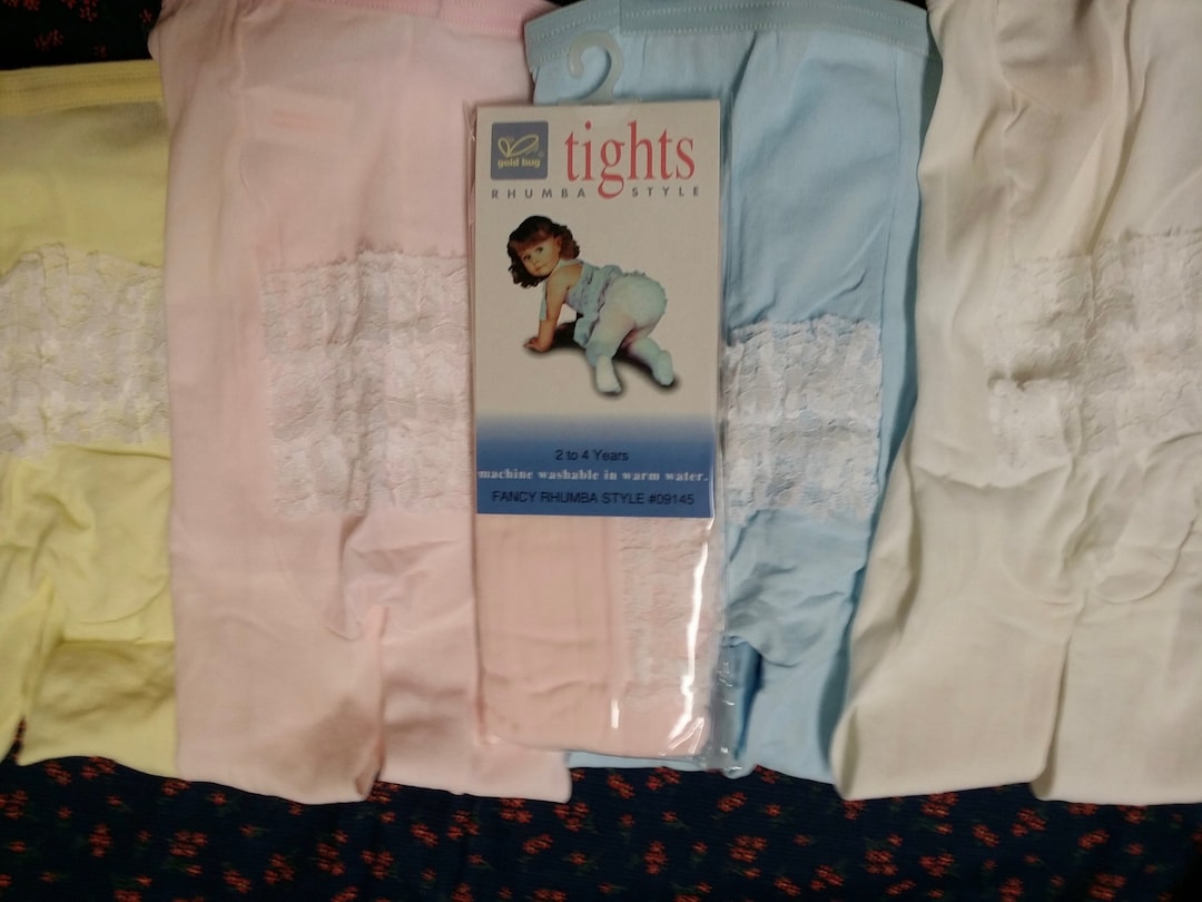 Vintage Goldbug Rhumba Style Tights for Girls, Ruffle Tights Size 9-18 ...