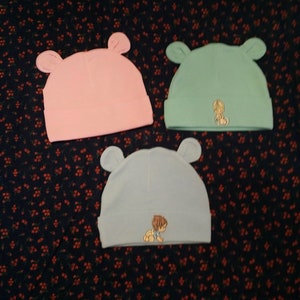 PINK Newborn Knit Cap for Baby W Ears, Vintage Kids Cap, Bears Beanie ...