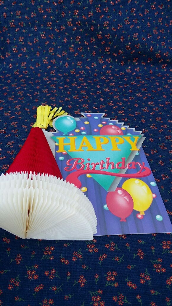 Vintage Happy Birthday Red Hat Table Decoration Honeycomb Red - Etsy