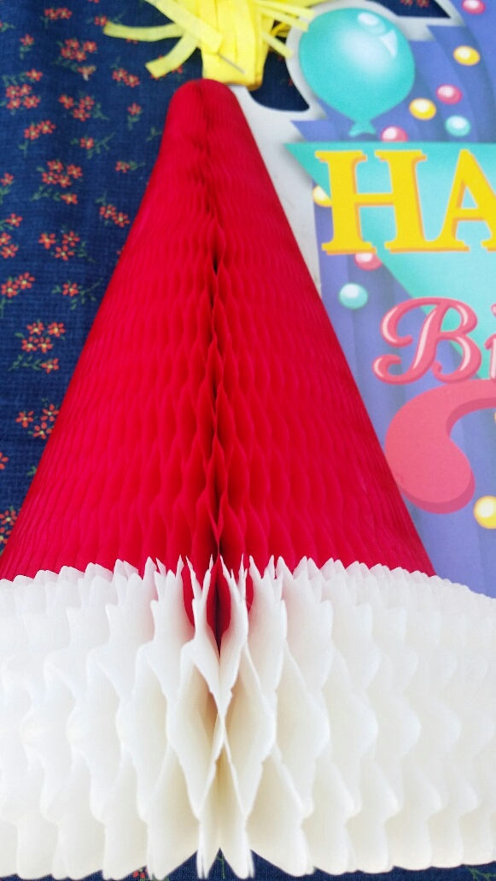 Vintage Happy Birthday Red Hat Table Decoration Honeycomb Red - Etsy