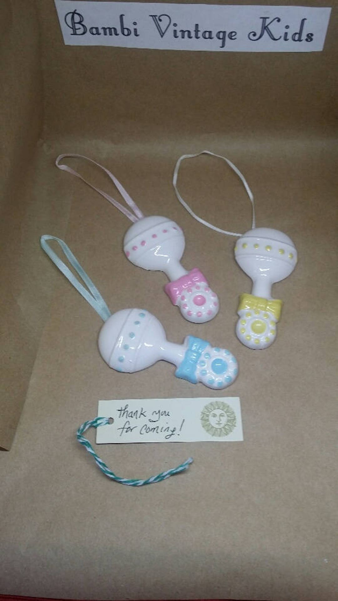 Ceramic Baby Rattle Ornament, Vintage Baby Rattle Party Favors, Baby ...