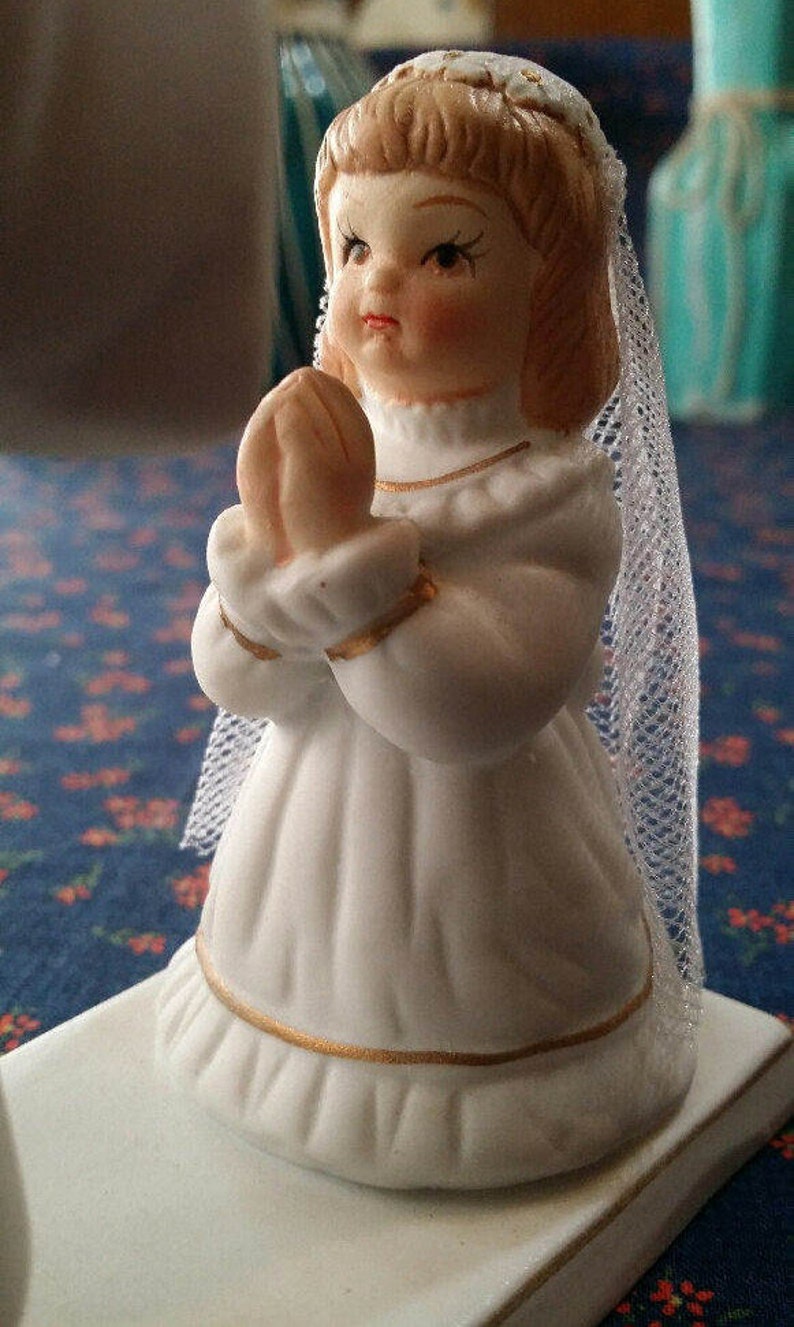 Vintage First Communion Girl Receiving Eucharist From Priest Ceramic ...