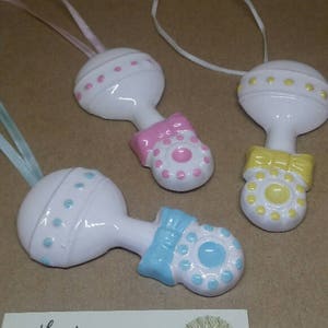 Ceramic Baby Rattle Ornament, Vintage Baby Rattle Party Favors, Baby ...