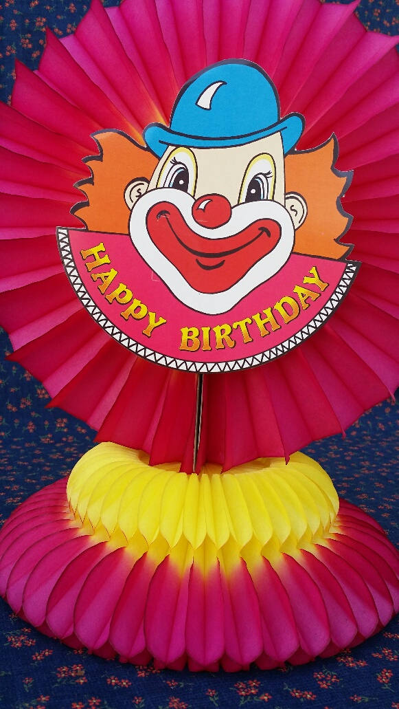 Vintage Happy Birthday Clown Table Decoration Honeycomb Red | Etsy