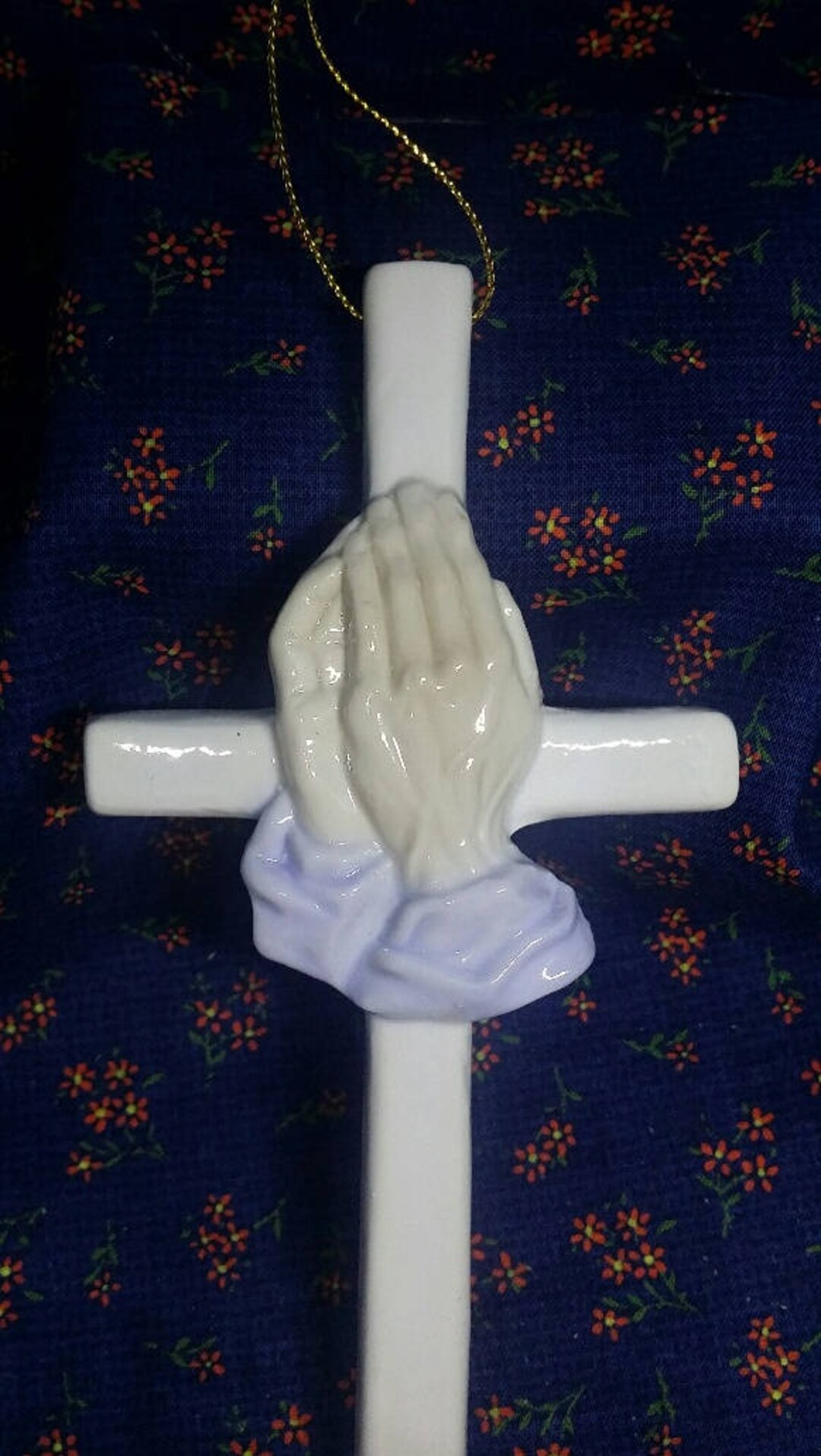 Ceramic Praying Hands Cross, White Ceramic Cross,retro Wall Hanging ...