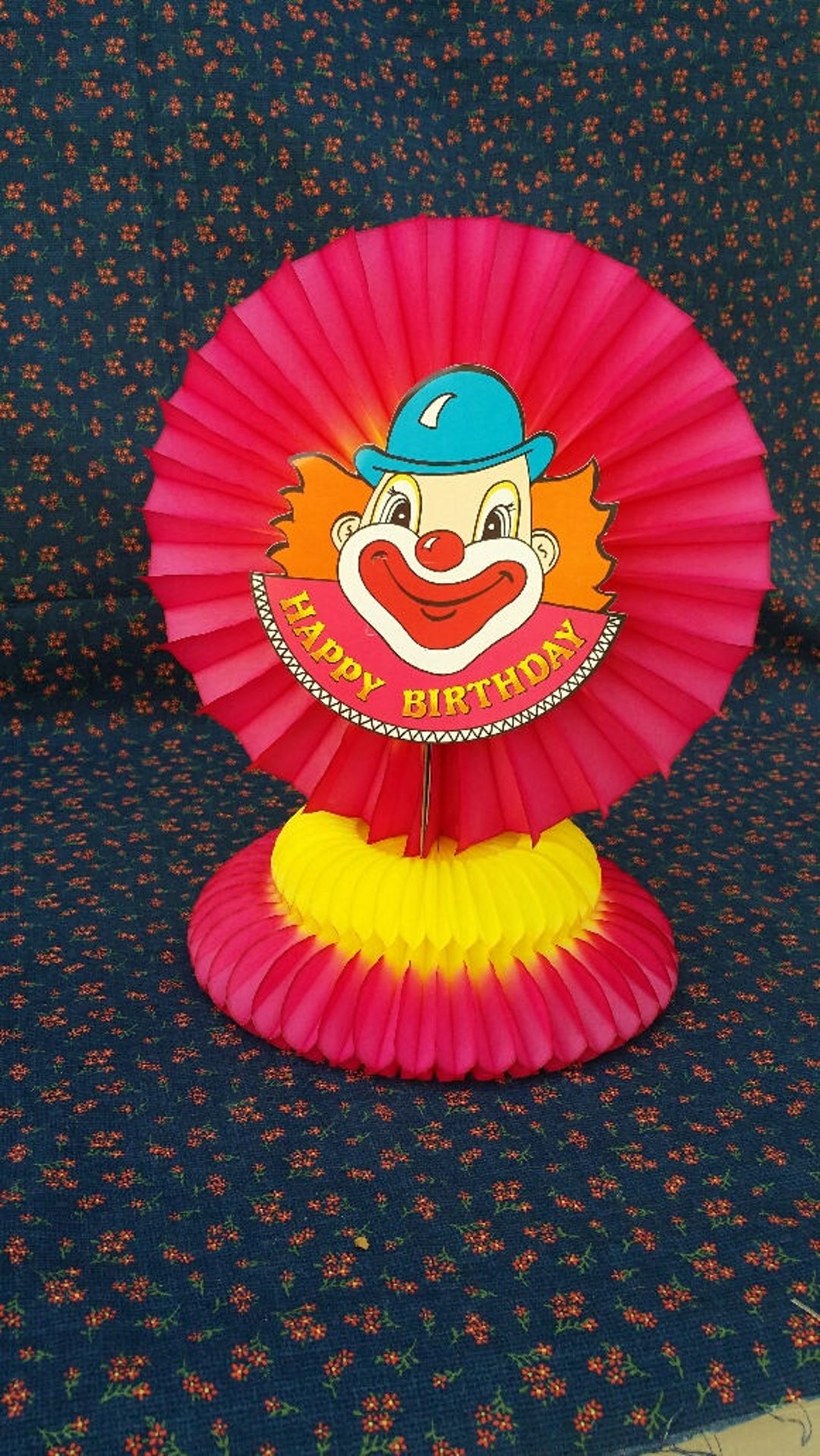 Vintage Happy Birthday Clown Table Decoration, Honeycomb Red Paper ...