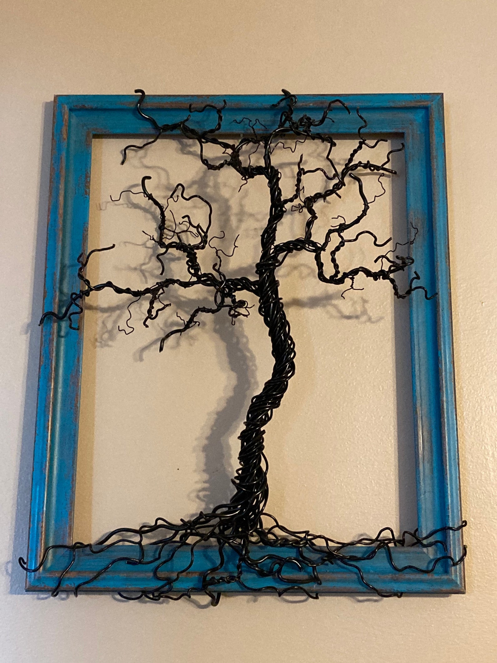 Framed Wire Tree Tree Wall Art, Wire Tree Sculpture, Home Decor, Shabby ...