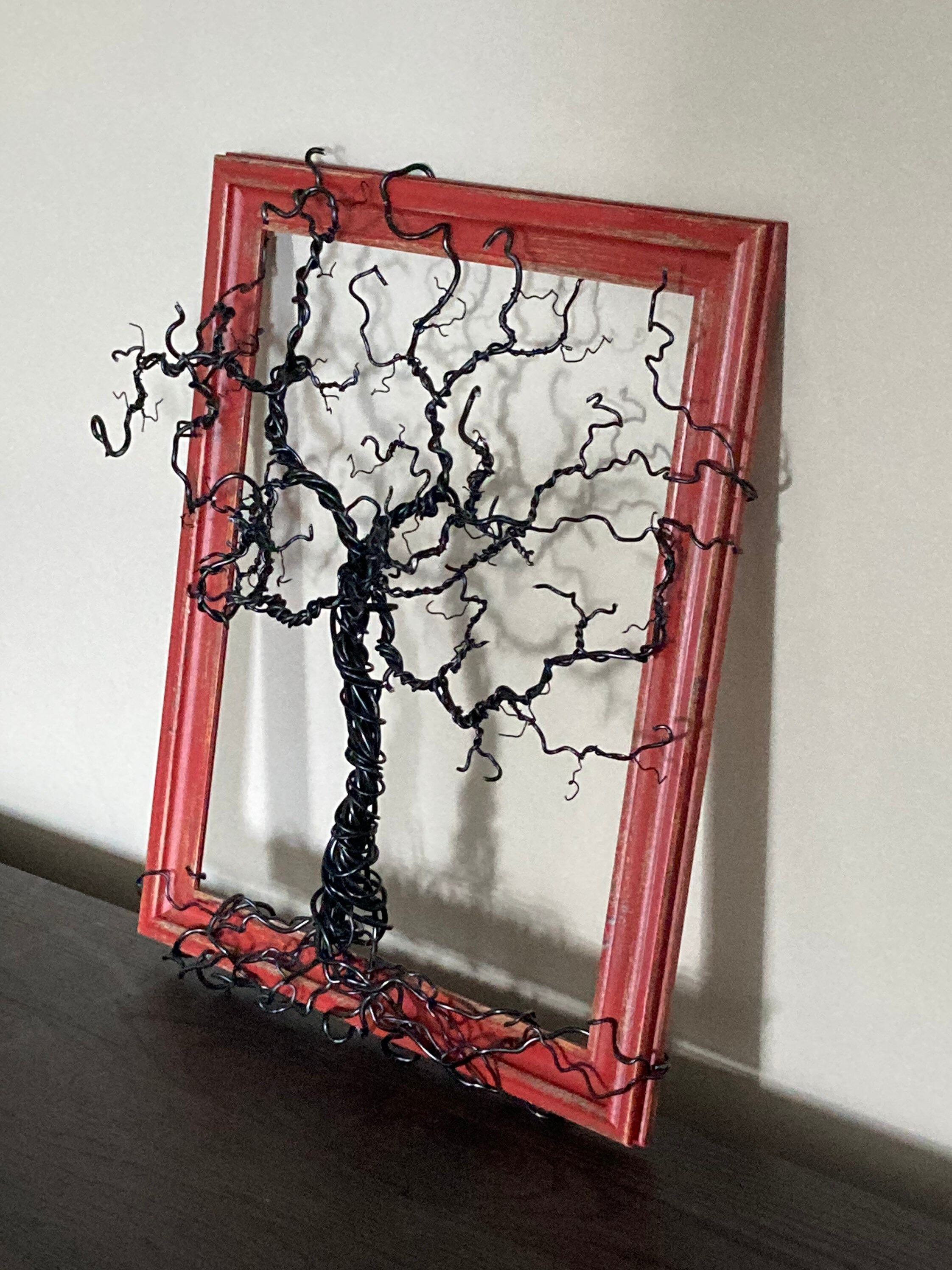 Framed Wire Tree Tree Wall Art, Wire Tree Sculpture, Home Decor, Shabby ...