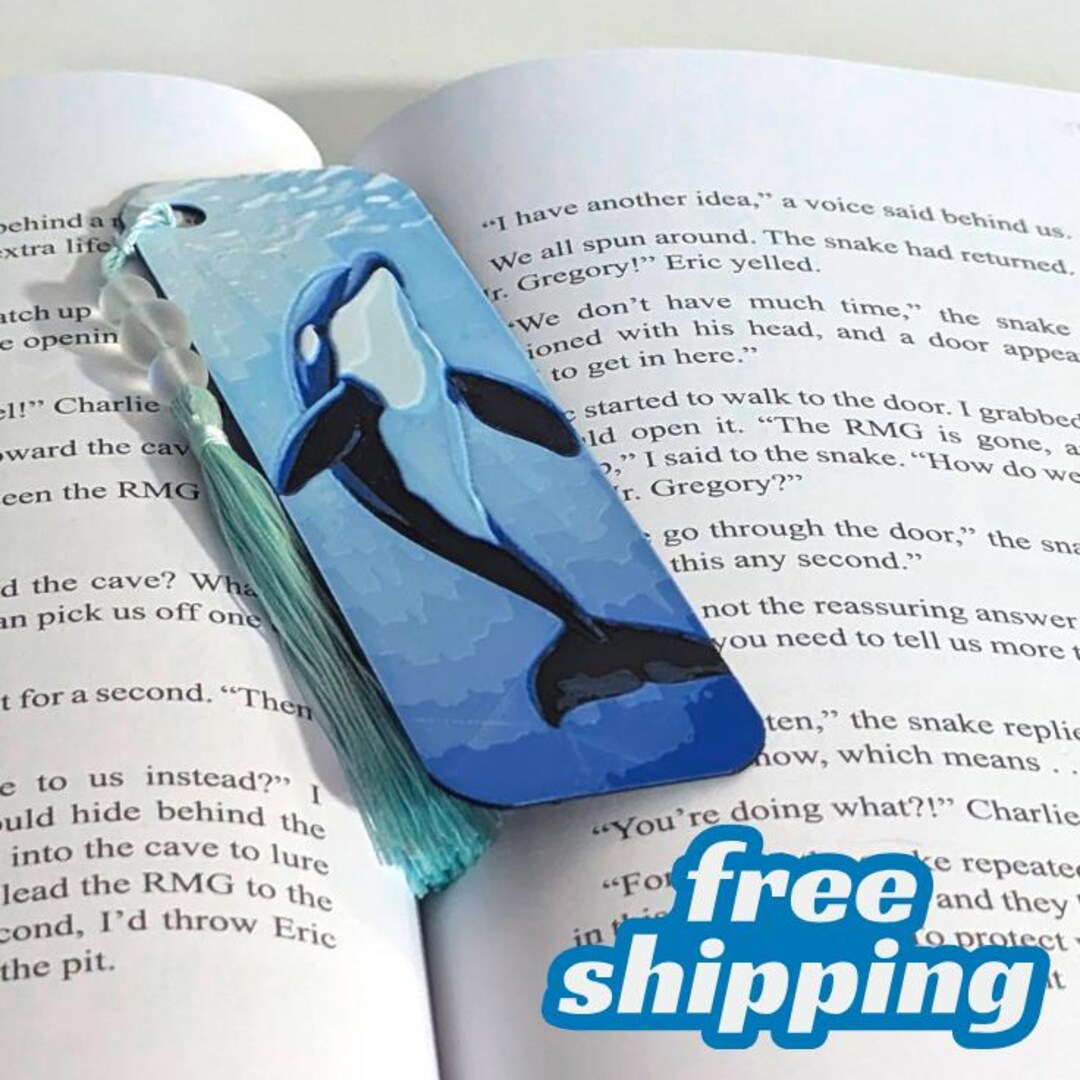 Orca Bookmark With Tassel, Aesthetic Bookmark Gift, 3d Printed Bookmark ...