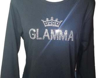 Glamma Cursive Bling Shirt Glamma Bling Tshirt Rhinestone - Etsy