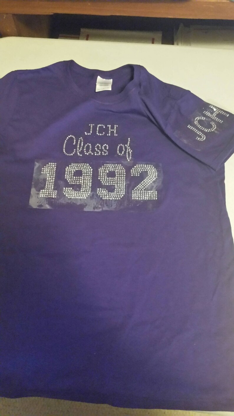 Rhinestone CLASS YEAR Custom Made T-SHIRTS Ideal para reuniones de ...
