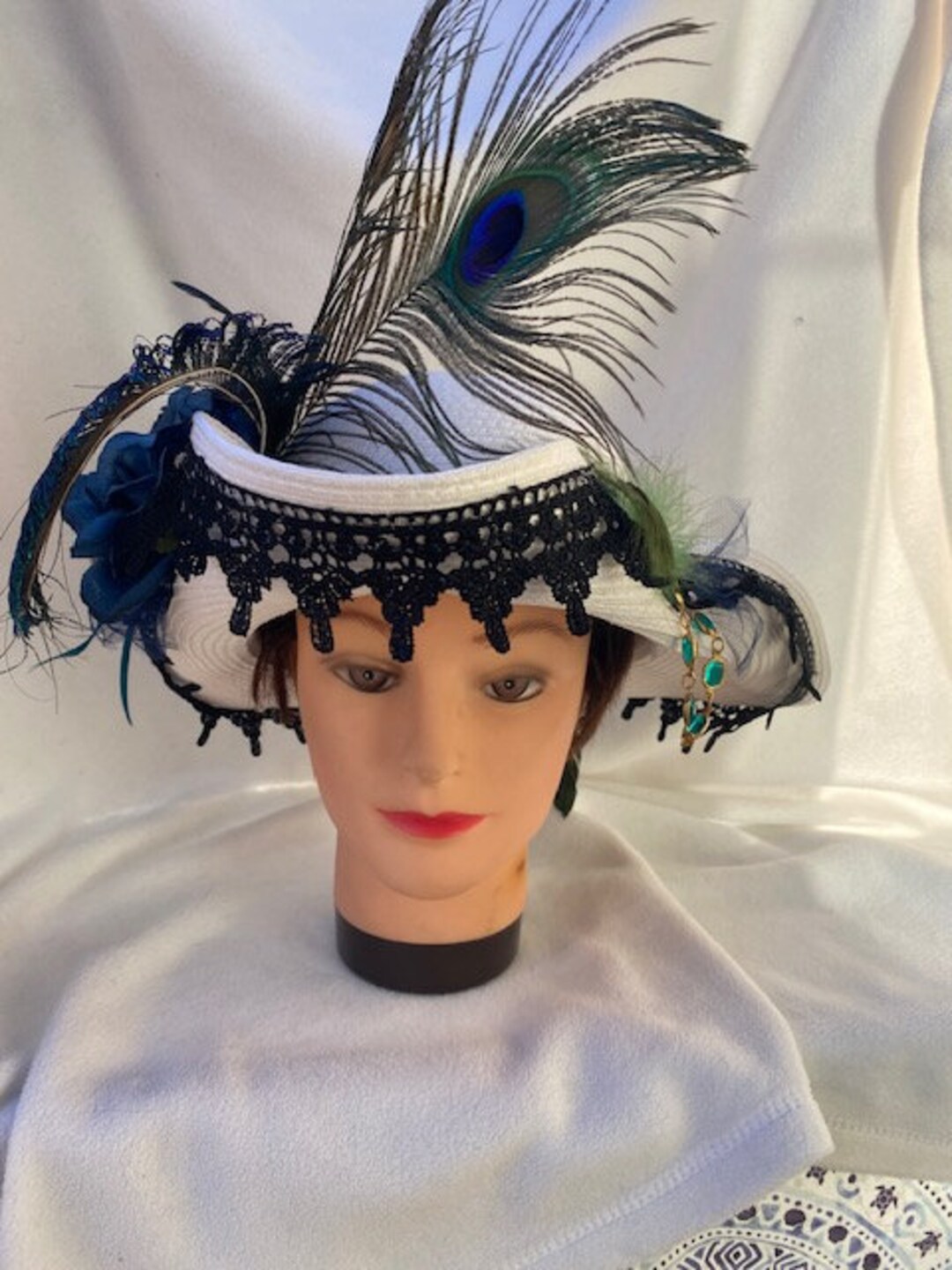 Pirate Hat Custom Made Adult Woman-white, Black, Peacock, Blue - Etsy