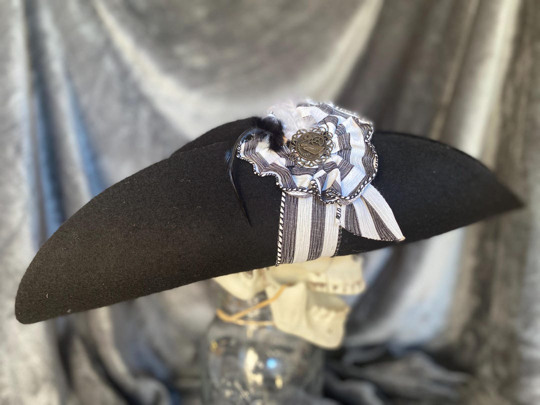 Patriot/revolutionary Tricorn Wool Hat - Custom Made Adult Black With ...