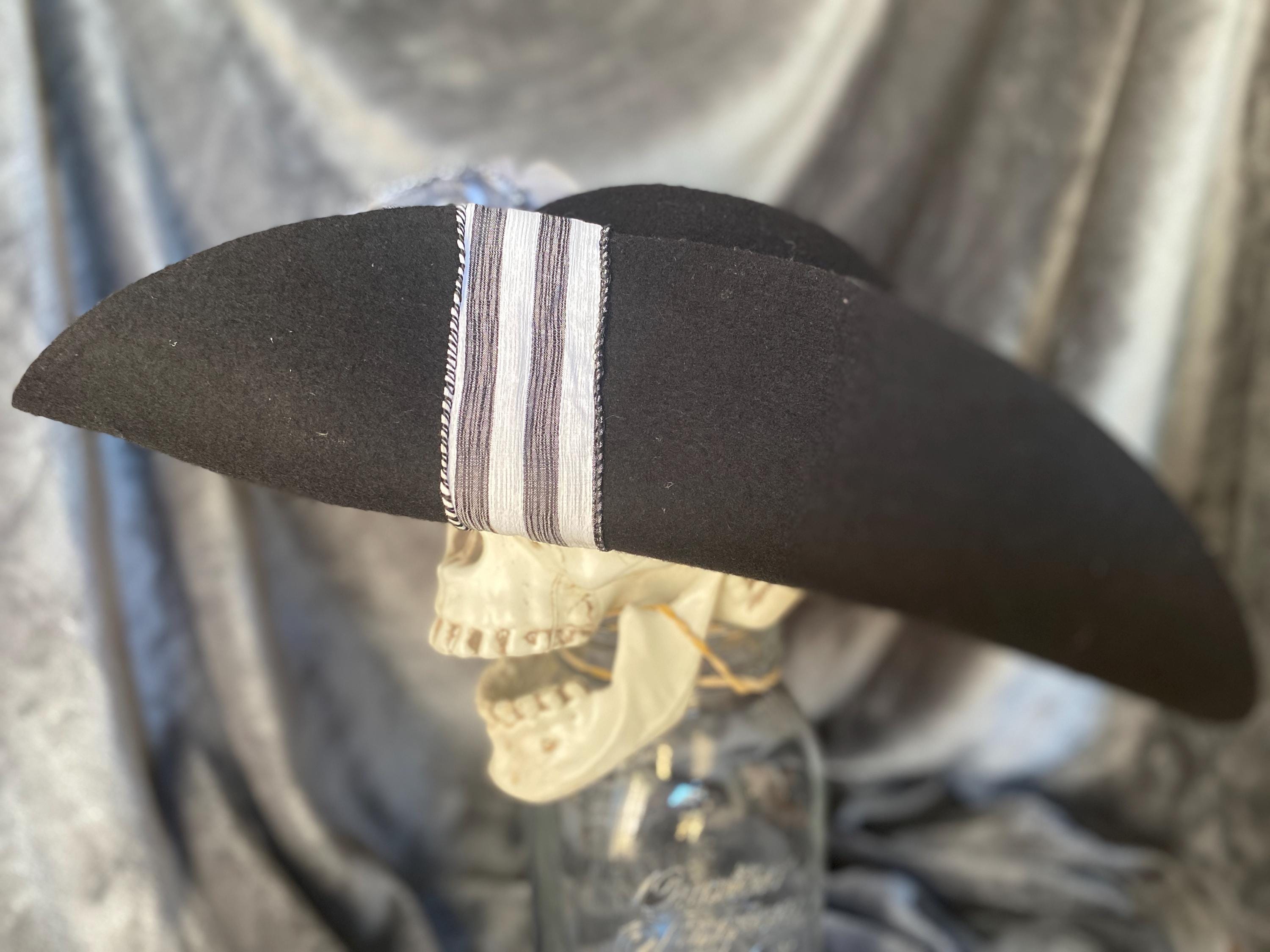 Patriot/revolutionary Tricorn Wool Hat - Custom Made Adult Black With ...