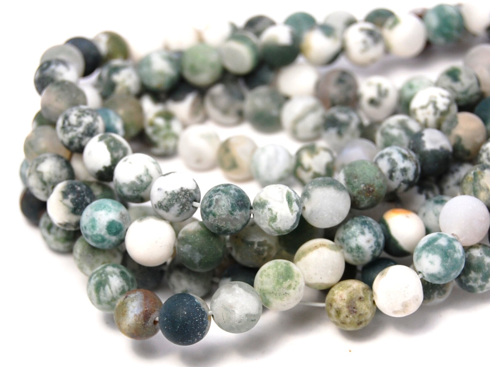 Two 15.5 Strands Frosted Matte Tree Agate Beads 6mm | Etsy