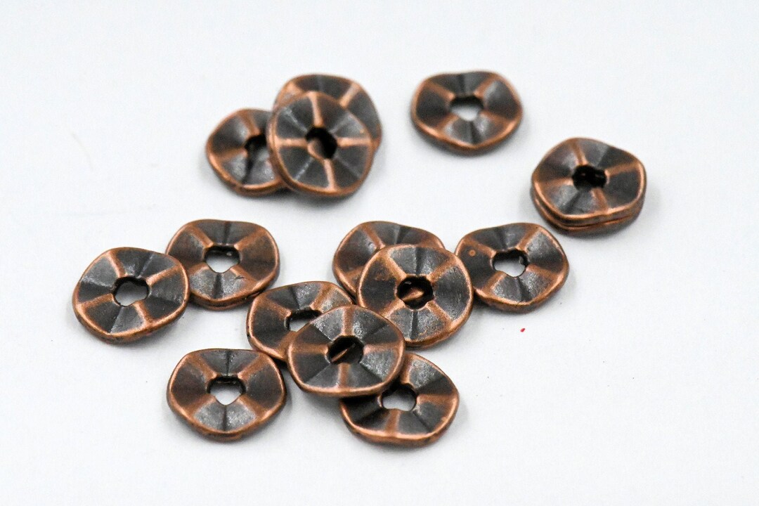 Wavy Spacer Beads, Flat Disk Antique Bronze, Antique Copper or Silver ...