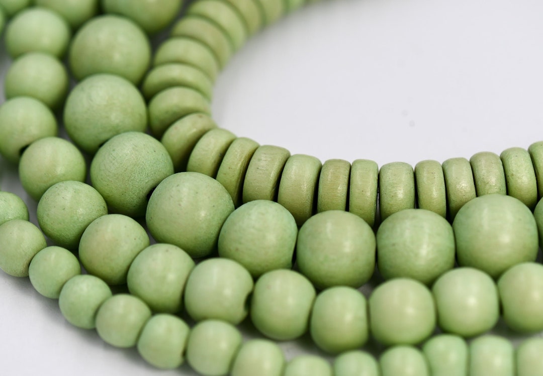 Key Lime Green Beads 6mm 8mm 10mm 8x5mm Light Green Wood Beads -16 Inch ...