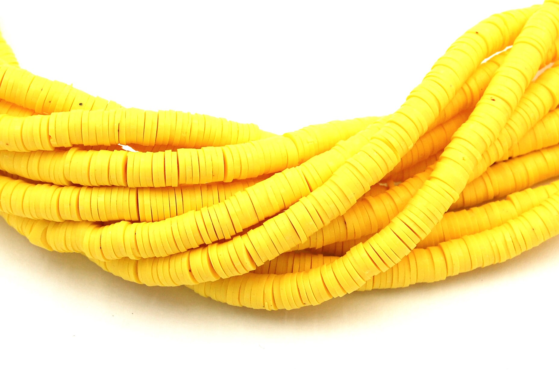 Two Strands, Flat Round Polymer Clay Bead Spacers, Yellow, 6x1mm - Etsy