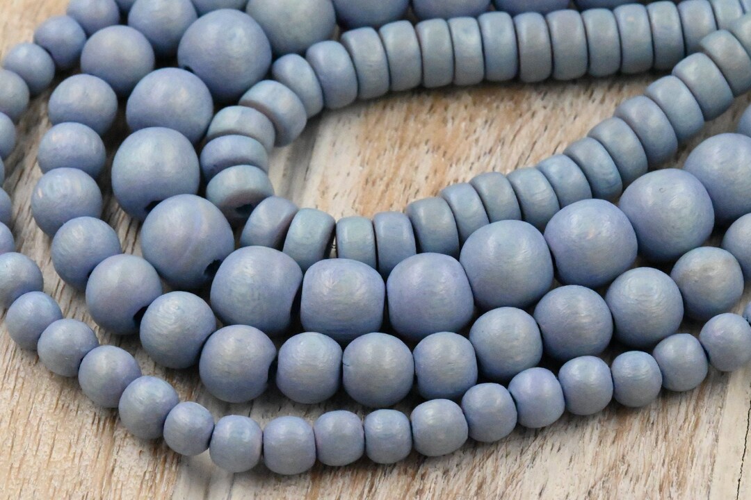 TWO STRANDS, Blue Mountain Gray Wash Wood Round 6mm 8mm 10mm 12mm 8x5mm ...