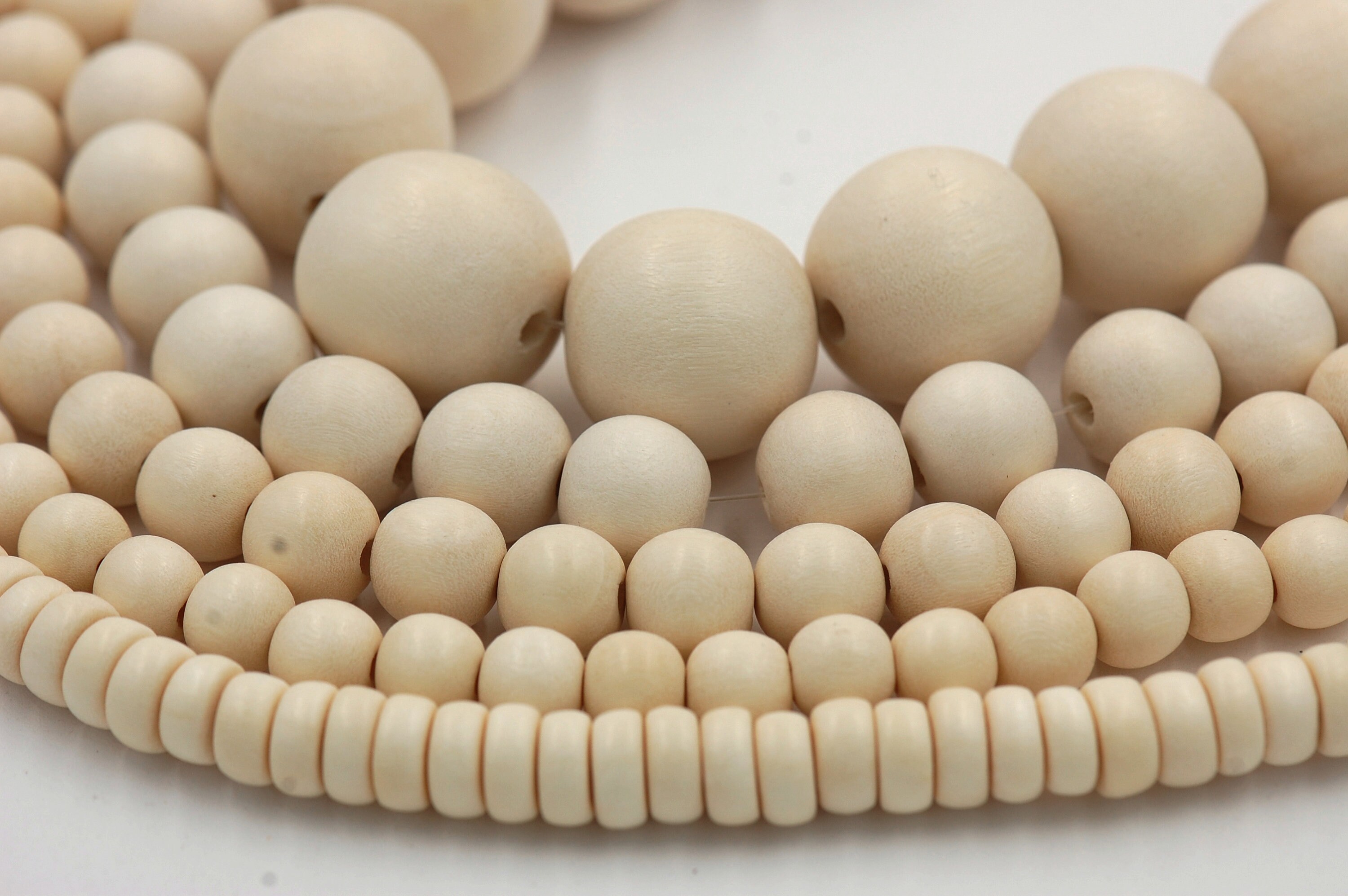 Two 16 Strands Vanilla White Wood 5mm 6mm 8mm 10mm 15mm - Etsy