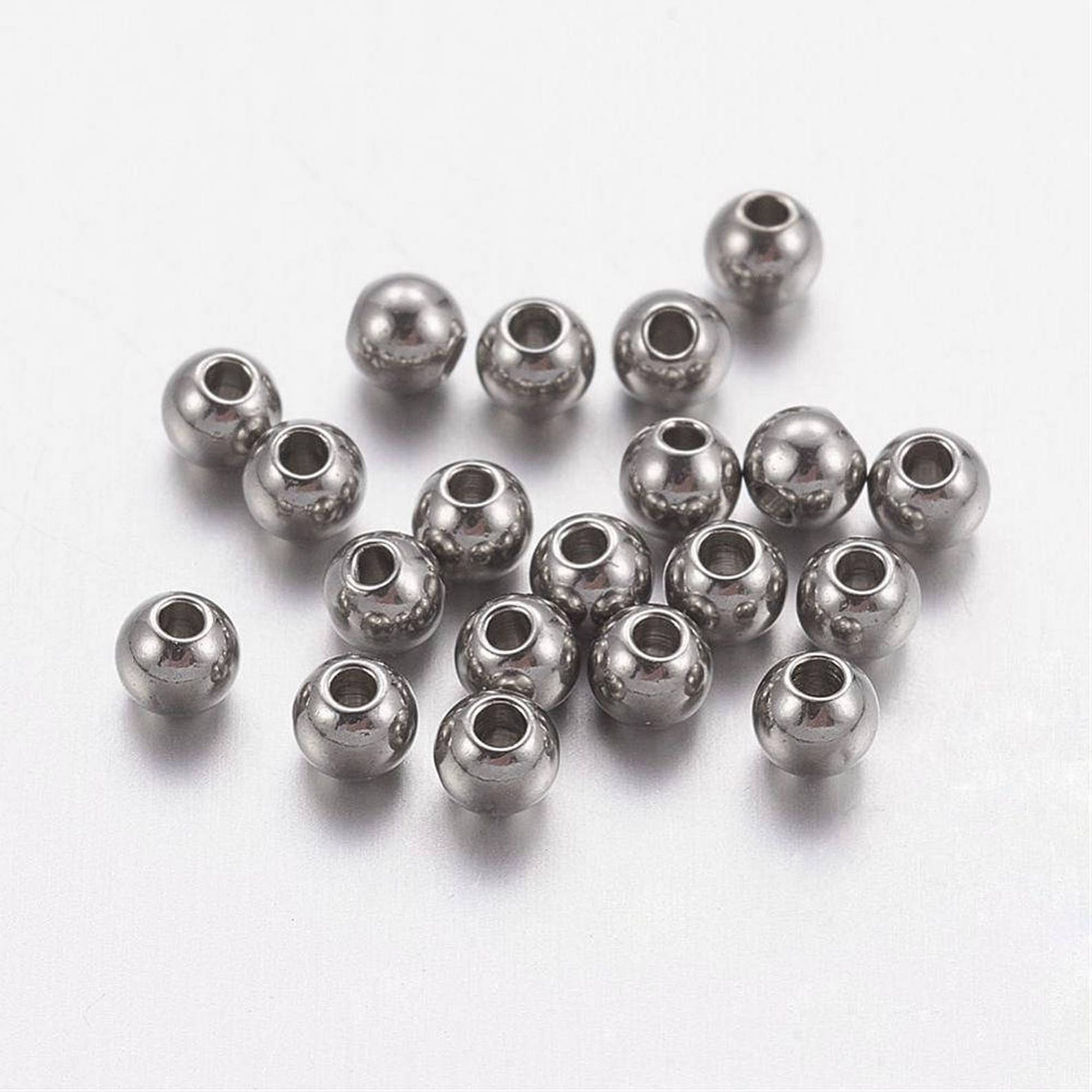 304 Stainless Steel Beads, Round, Stainless Steel Color, 3mm, Hole: 1mm ...