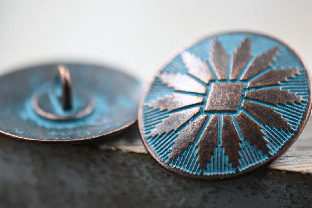 Patina Blue Green Buttons Oval Antique Copper 25mm X 22mm, 10 Pcs - Etsy