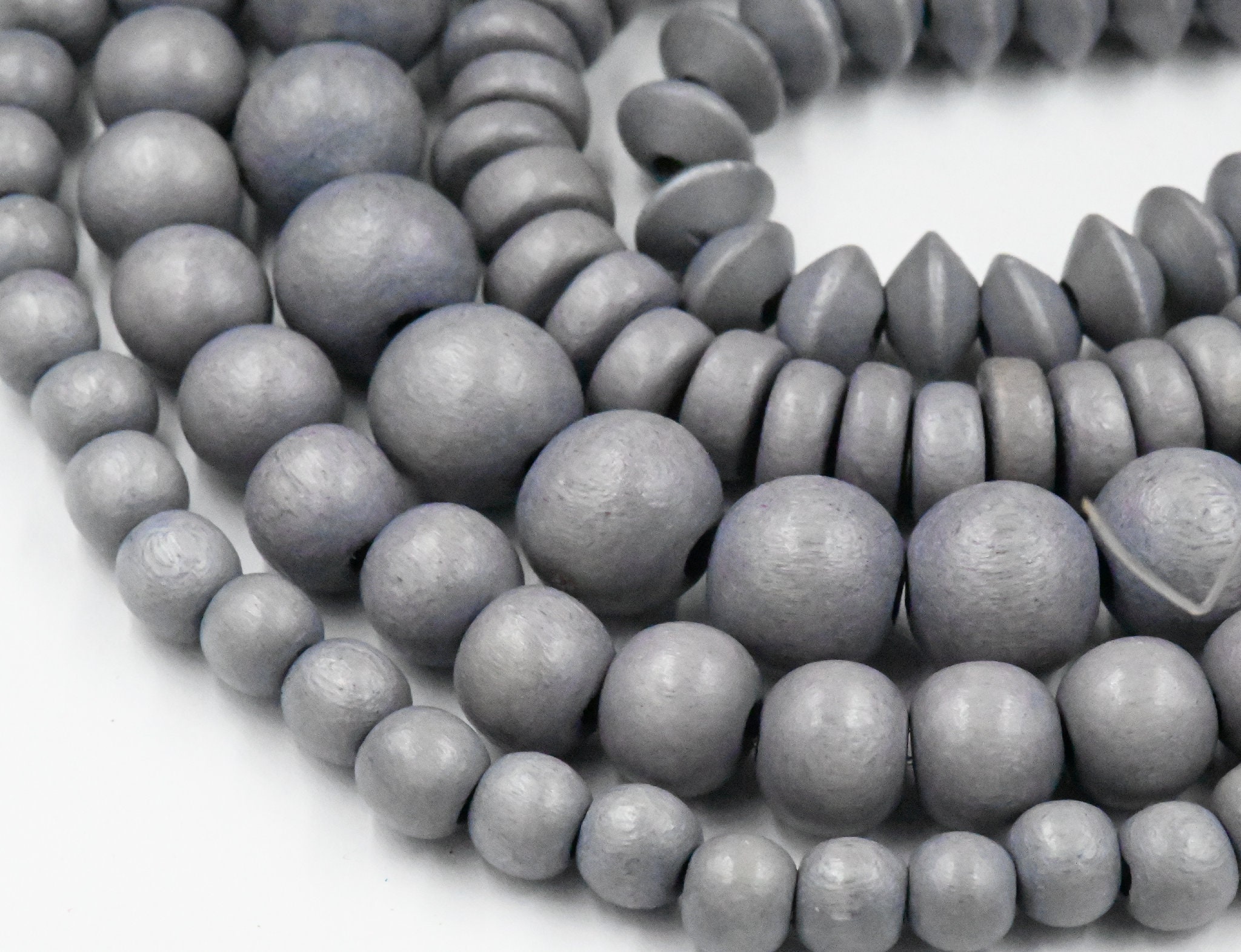 Grey Wood Beads 6mm 8mm 10mm 12mm 16mm 20mm Round, Bicone or Rondelle ...