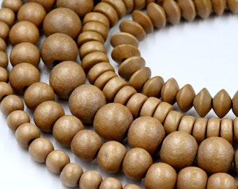 Natural Cream Colored Pale Tan Wooden off Round Shaped Beads With 2mm ...