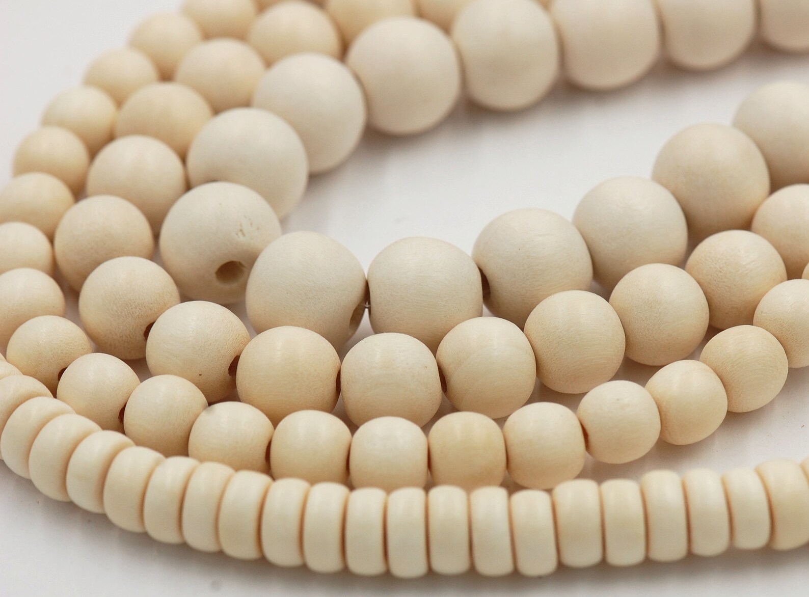 Two 16 Strands Vanilla White Wood 5mm 6mm 8mm 10mm 15mm - Etsy
