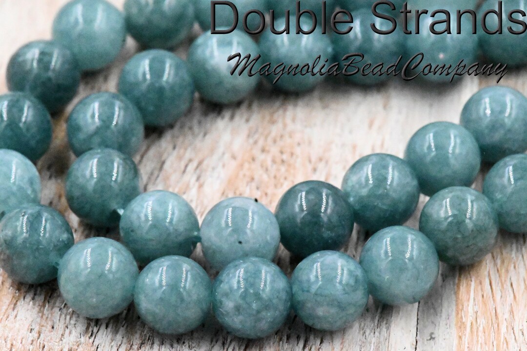 TWO STRANDS Natural White Jade Imitation Russian Amazonite Beads ...