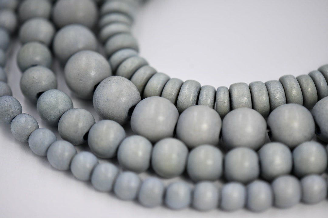 Putty Grey Wood Beads 6mm 8mm 10mm 12mm Round or Rondelle Wood Grey ...