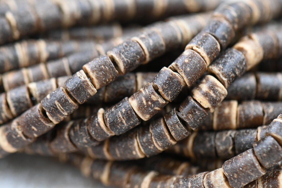 TWO STRANDS Natural Coconut Column Bead Strands, Camel, 3.5x2~5mm - Etsy