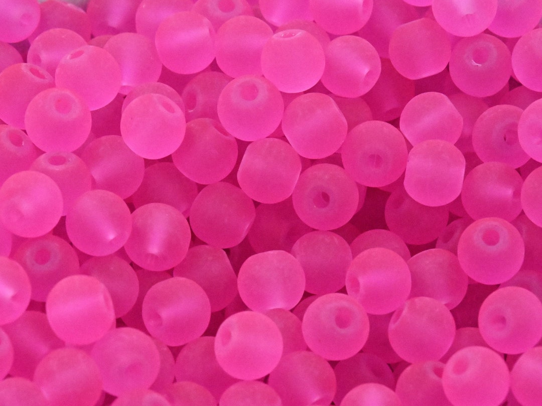 Hot Pink Frosted Matte Glass Round Druk 6mm 8mm Beads - Etsy