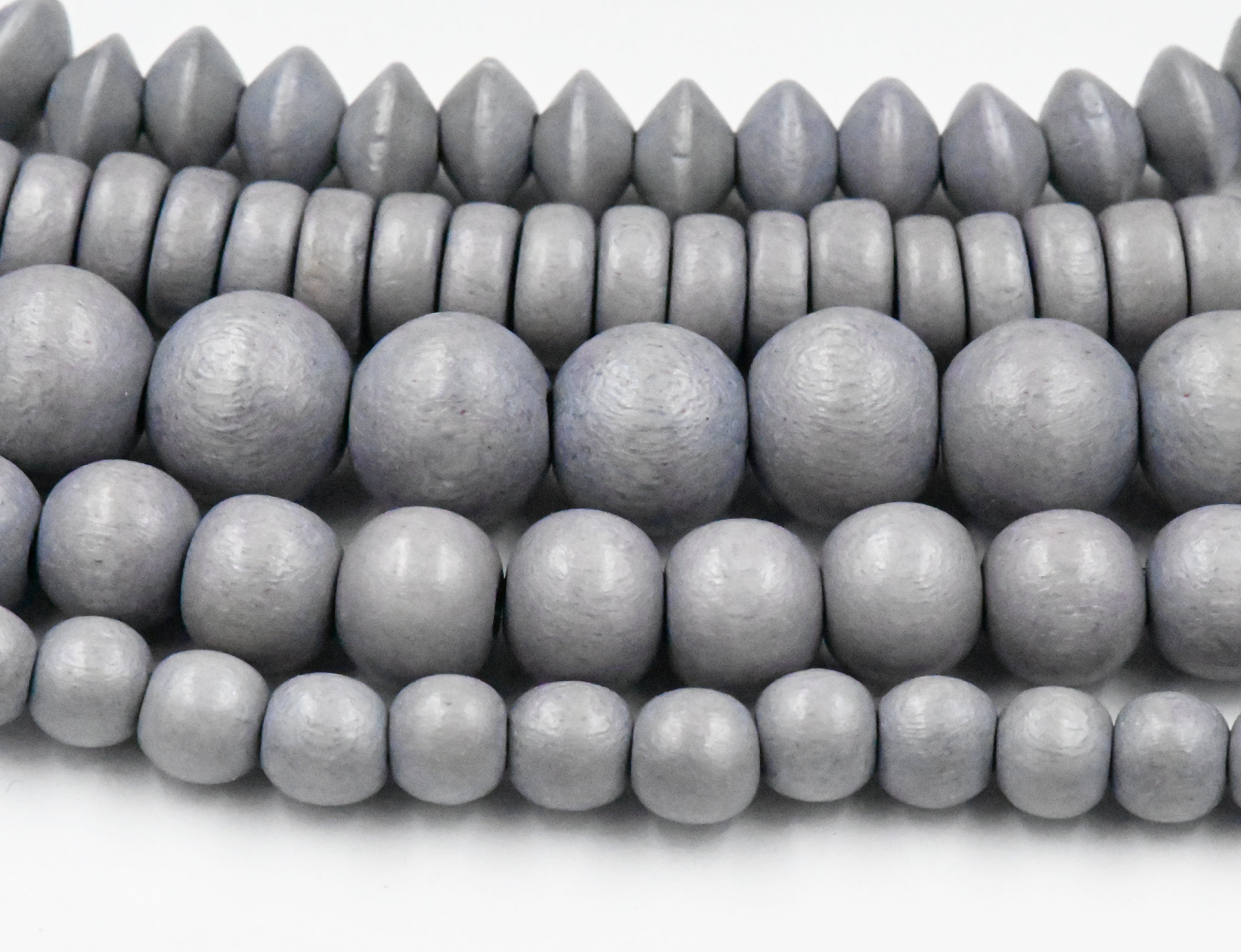 Grey Wood Beads 6mm 8mm 10mm 12mm 16mm 20mm Round, Bicone or Rondelle ...